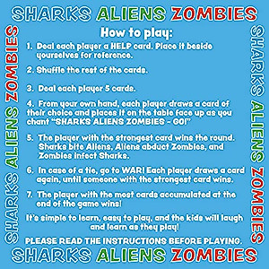 TheGag Sharks Aliens Zombies: Fun Card Game for Kids Played Like Rock Paper Scissors War for Family Game Night Gift Giving Stocking Stuffer