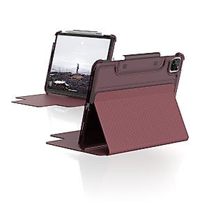 [U] by UAG iPad Pro 11" (4th Gen 2022, 3rd Gen 2021) Case Lucent Lightweight Slim Shockproof Smart Folio Protective Cover with Auto/Sleep Wake & Pencil Holder, Aubergine/Dusty Rose