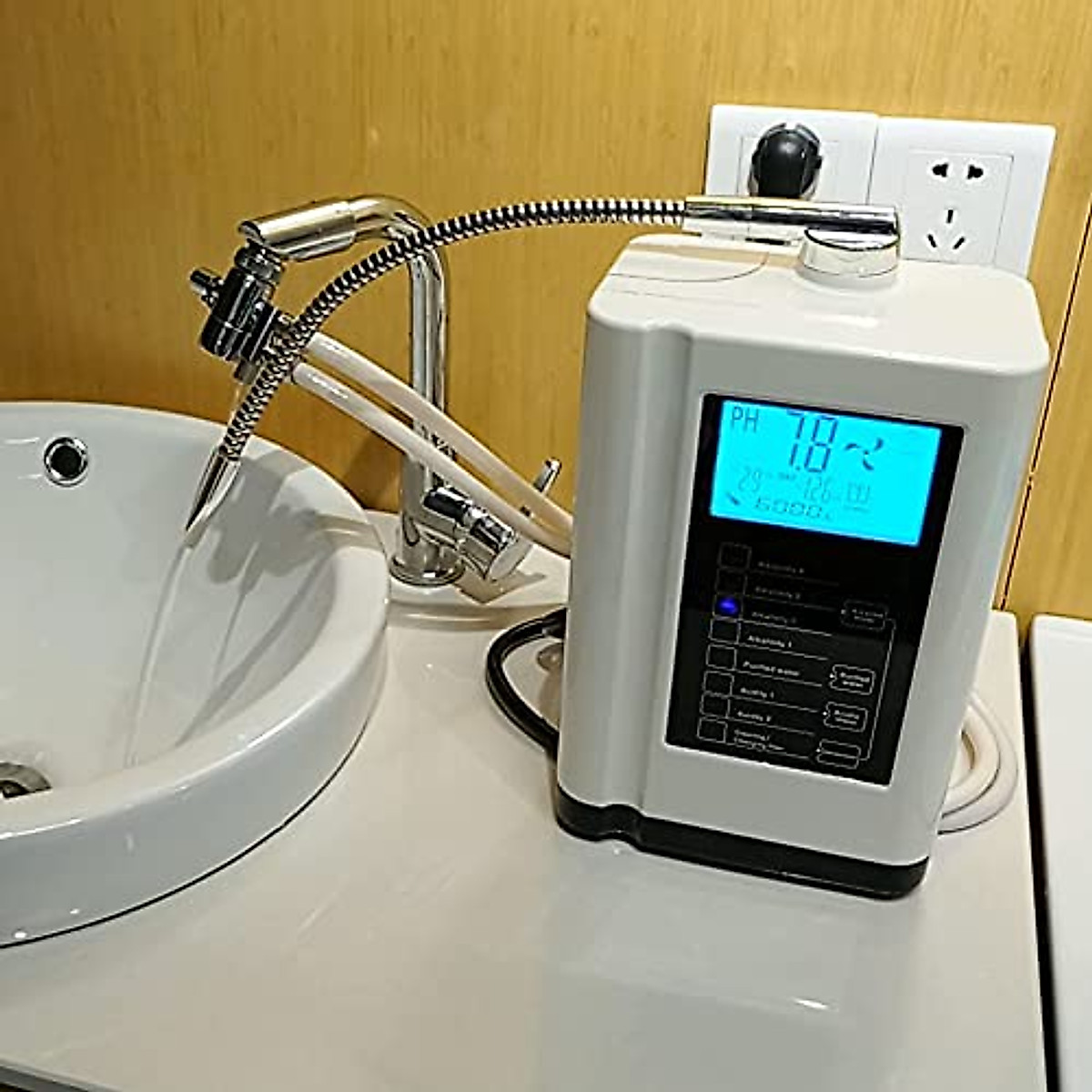 AquaGreen Alkaline Water Ionizer Machine AG7.0, Home Filtration System Produces pH 4-10.5 Water, 7 Water Settings, Up to -570mV ORP, 6000L Per Filter, Silver