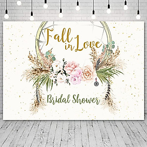 ABLIN 10x7ft Fall in Love Backdrop Boho Bridal Shower Decorations Pampas Grass Dreamcatcher Photography Background Bride to Be Engagement Bachelorette Party Decorations Props
