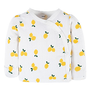 Gerber Baby Girls Newborn Hospital Pointelle Outfit Shirt, Footed Pant And Cap Clothing Set, White Lemons, Newborn US