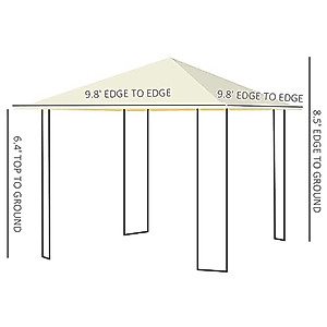 Outsunny 10' x 10' Patio Gazebo, Outdoor Gazebo Modern Canopy Shelter with Vents Roof and Steel Decorative Columns, for Garden, Lawn, Backyard and Deck