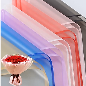 NatureMan 21Sheets /7 Colors edging TranslucentFlower Wrapping Paper,Florist Bouquet Supplies,DIY Crafts,Gift Packaging or Gift Box Packaging Paper, WaterproofFloral Wrapping Paper 22.8x22.8Inch