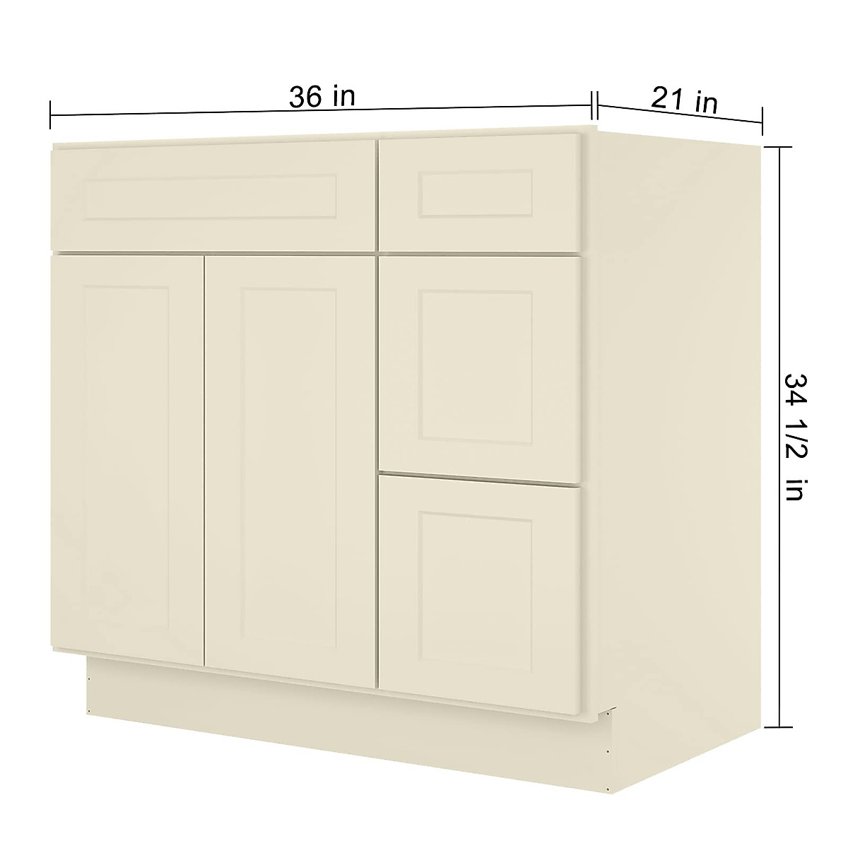 LOVMOR 36'' Bathroom Vanity Sink Base Cabinet with 2-Doors, Storage Cabinet with 3-Drawers on The Right, Suitable for Bathrooms, Kitchens, Laundry Rooms and Other Places.