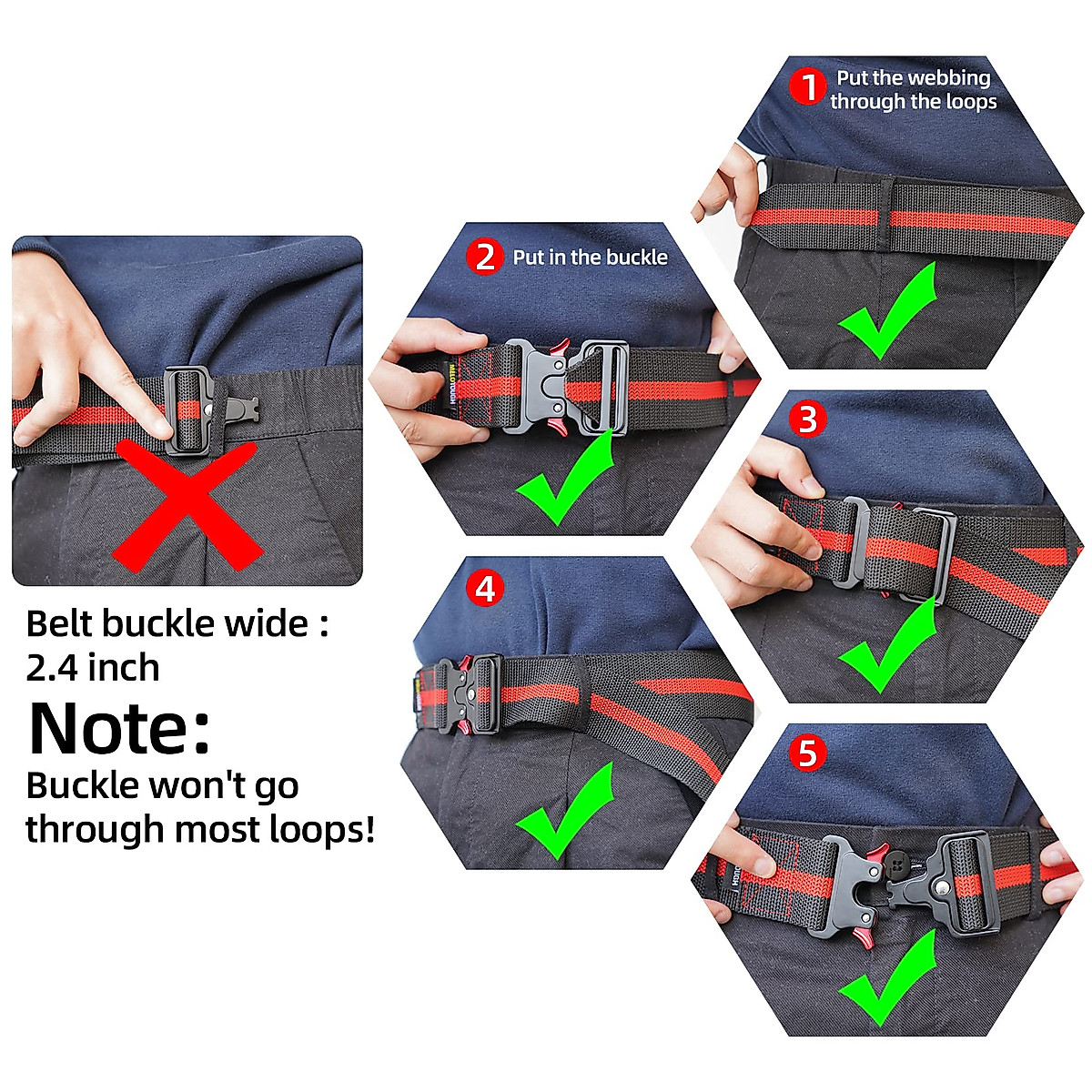 MELOTOUGH 2" Nylon Web Work Belt with Heavy Duty Quick Release Rugged Metal Buckle outdoor men's belt