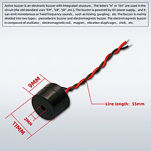 DaFuRui 30Pcs DC 12V Electronic DC Buzzer 5v Alarm Active Piezo Beep Sound ABS Housing 85dB Wired Connector Black