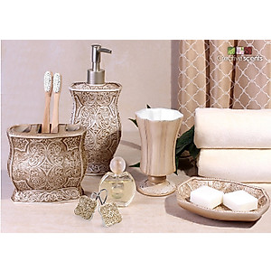 Creative Scents Shower Curtain Hooks Set of 12 Shower Set Rings 100% Rust Free -for Bathroom Shower Curtain Rod Victoria Collection (Beige)