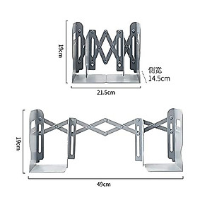 Autek Adjustable Bookend with Pen Holder Desktop Bookshelf Book End ABS Rack Desk File Book Storage Ideal Book Organizer for Home, School and Office White