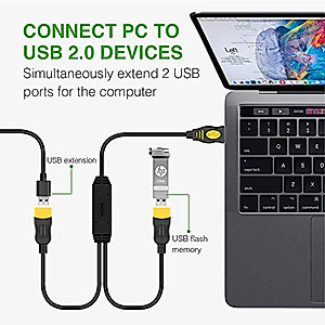 ANDTOBO USB Splitter 2.0, USB Y Cable One Male to Female Dual Hub Power Cord Extension Adapter