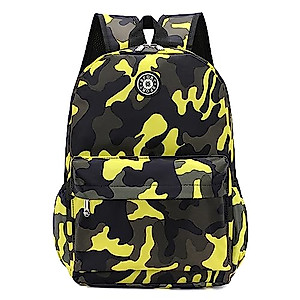 BEFUNIRISE Kids School Backpacks for Boys Girls Elementary Kindergarten Camo School Bags Bookbags for Primary Preschool (Camouflage Yellow, Large)