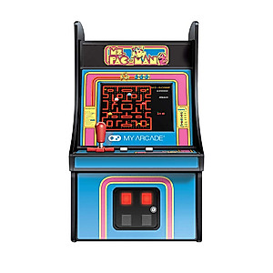 My Arcade Micro Player Mini Arcade: Ms. Pac-Man Video Game, Fully Playable, 6.75 Inch Collectible, Color Display, Speaker, Volume Buttons, Headphone Jack - Electronic Games