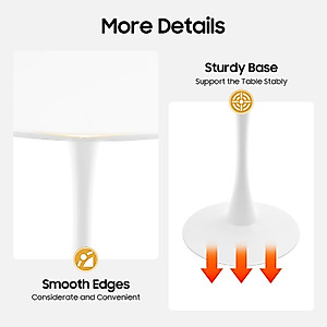 JINHZIXIU 31.5" Round Dining Table White Coffee Table Kitchen Dining Table Modern Tulip Table Mid-Century Leisure Table Tea Table for Dining Room Kitchen Living Room for 2-4 People