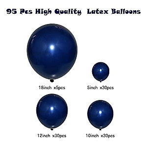 Navy Blue Balloons Garland Kit, 95pcs Matte Navy Blue Balloon Dark Blue Balloons with 18 Inch + 12 Inch + 10 Inch + 5 Inch for Graduation Birthday Baby Shower, Wedding, Bridal Shower