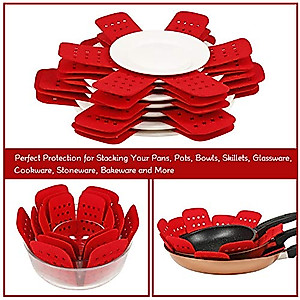 BYKITCHEN Pan Pot Protectors, Larger & Thicker Pan Protector with Stars, Set of 12 and 3 Different Sizes, Red Pot Divider Pads for Protecting and Separating Your Cookware