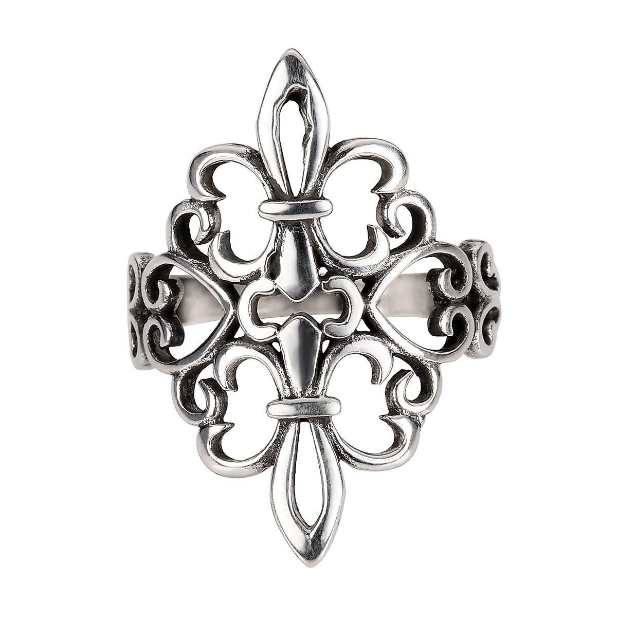 CloseoutWarehouse 925 Sterling Silver Noble Fleur De Lis Ring Size 8