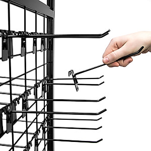 Brybelly Rolling Retail Display Merchandising Rack Store Fixture, 66" Tall x 28" Footprint, Includes 50 Peg Hooks and 4 Shelves