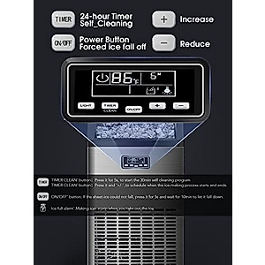 Joy Pebble Ice Maker Commercial,100lbs/24H/4,400pcs, 45 Cubes/Cycle,Ice Size Control,24H Timer,Freestanding Ice Maker Machine Under Counter, Ideal for Restaurants, Bars,Offices and Home Parties