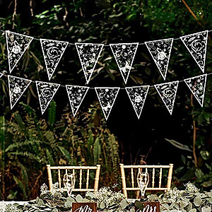 White Triangle Garland Bunting for Wedding Party Hanging Decorations Décor Backdrop Mothers Day Valentines Bridal Anniversary Engagement Birthday Party Decoration