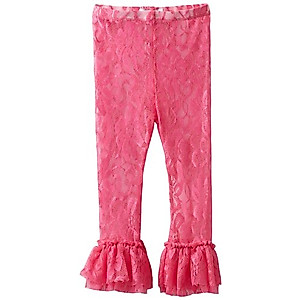Mud Pie Little Girls' Floral Lace Legging, Hot Pink, 5T