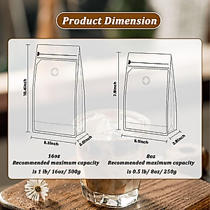 EIOFG Packaging Coffee Bags with Valve(8oz/ 0.5lb, 100PCS), High Barrier Flat Bottom Stand Up for Coffee Bean Storage, Heat Sealable Resealable Bags for Small Business Home, Store (Black)