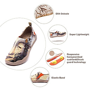 UIN Women's Lightweight Sneakers Slip Ons Walking Casual Fashion Art Painted Thai Travel Holiday Shoes Green Nirvana (39)