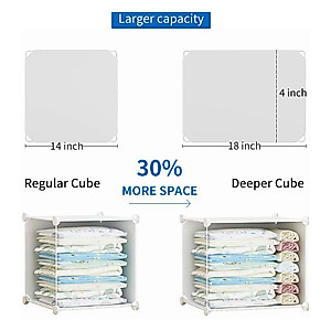 MAGINELS Portable Wardrobe Closets - 14"x18" Depth (16 Cube) Cube Storage, Bedroom Armoire, Wardrobe Storage Closet, Clothes Dresser, Closet Storage Organizer, White