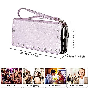 RFID Blocking Leather Wallet for Women,Excellent Women's Pu Leather Phone Credit Card Holder with Removable Wristlet