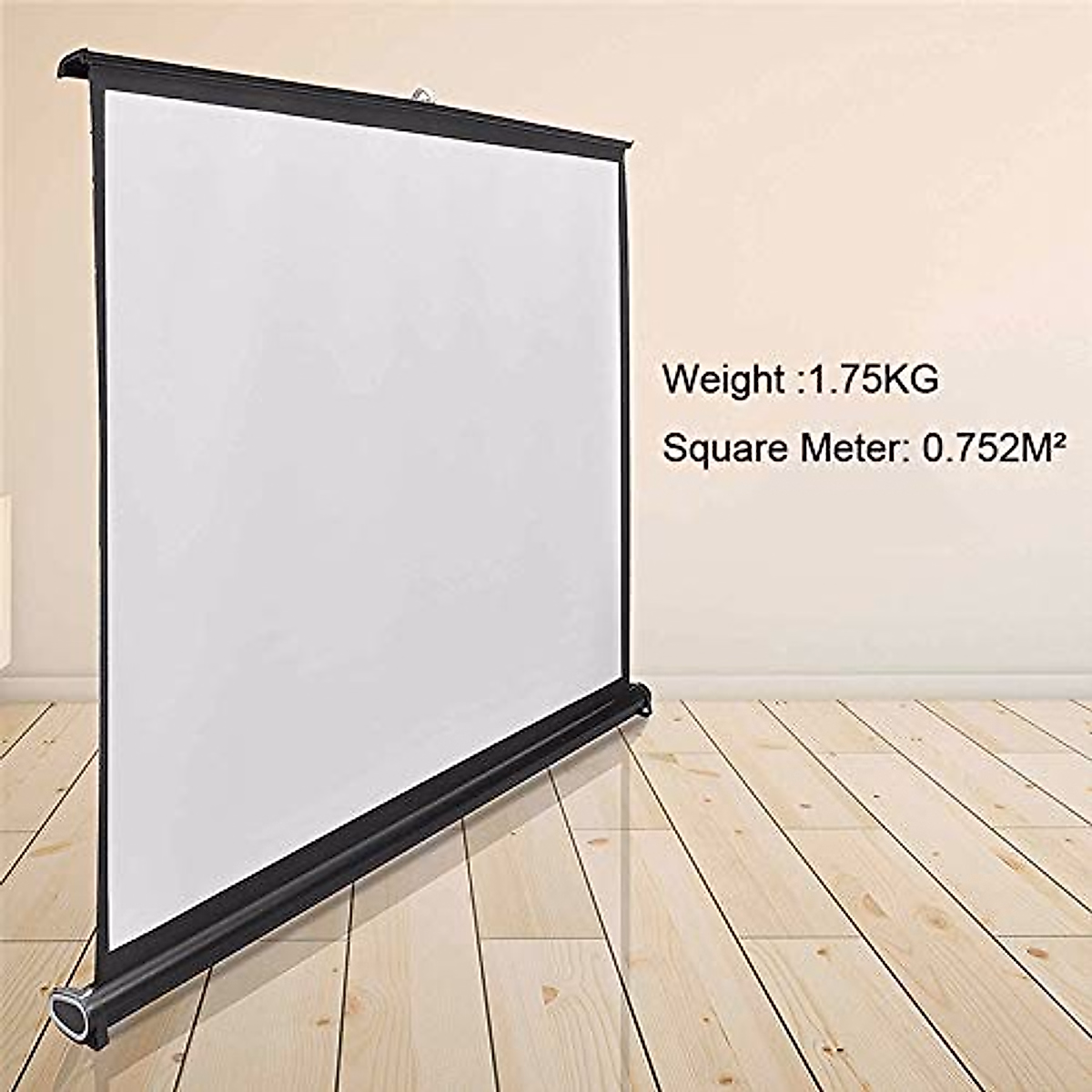 BBSJ 50" Inch 16:9 Portable Projector Screen Floor Standing Fold-Out Roll-Up Tripod Manual, Mobile Movie Screen Home Theater