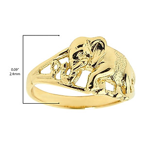 Animal Kingdom 10k Yellow Gold Indian Elephant Open Band Ring - Size 10