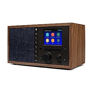 Grace Digital Mondo Elite Classic Smart Internet Radio Bluetooth Wi-Fi Qi-Wireless Fast Charger 7-Day Alarm – Microphone-Free (Walnut)