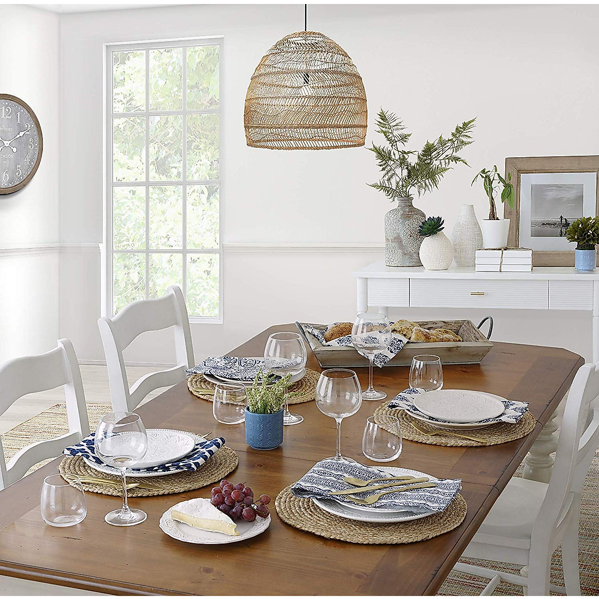 The Home Talk Rustic Round Tablemat Hand-Made Mats for Parties, Dining Table, Coasters Decorative Placemats Jute Natural Fibers, Pack of 4, 14’’ Round Diameter - Natural Jute