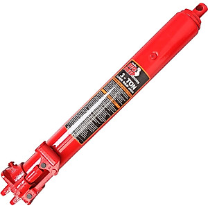 Big Red 3 Ton Hydraulic Long Ram Jack with Single Piston Pump and Clevis Base (Fits: Garage/Shop Cranes, Engine Hoists, and More) w/Handle, Red, A41417R