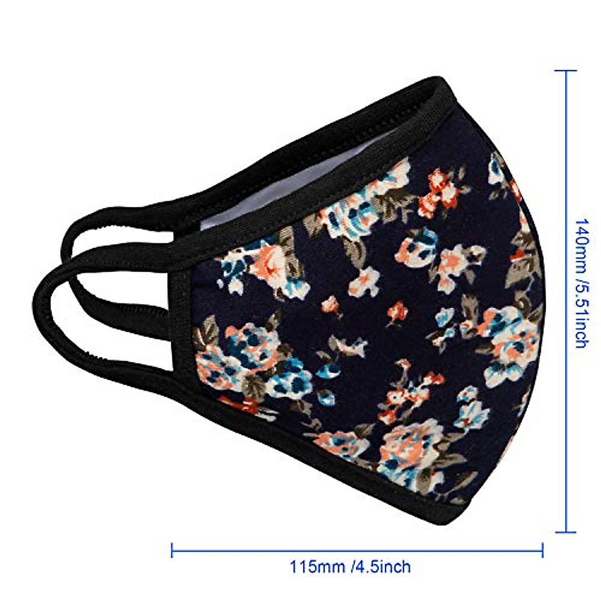 BeatBasic Unisex Washable and Reusable Cotton Warm Face Protection for Outdoor Flower Print Pack 2