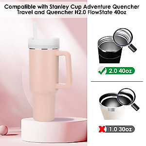 2 Pcs Replacement Lids For Stanley Cup 40 Oz Tumbler, Silicone Spill Stopper 4Pcs Set For H2.0 Stanley, Silicone Cup Lid Dust Cover With Straw Lid Cap 1 Pcs, 4 Pcs Long Reusable Stanley Straw (pink)