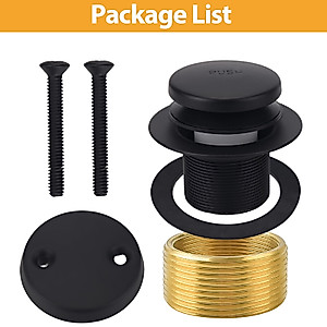 YGboost Matte Black Tub Drain Overflow Kit - Universal Bathtub Drain Replacement with 2-Hole Overflow Faceplate Set, Tip-Toe Conversion Kit, Fine & Coarse Thread