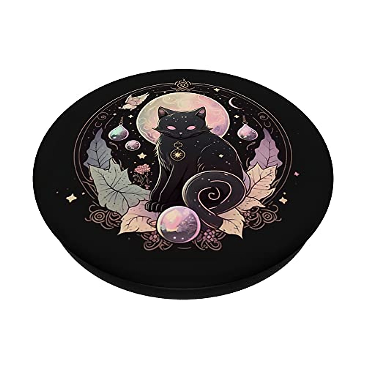 Moon Phases Crystal Witchy Cute Black Cat Kawaii Pastel Goth PopSockets Swappable PopGrip