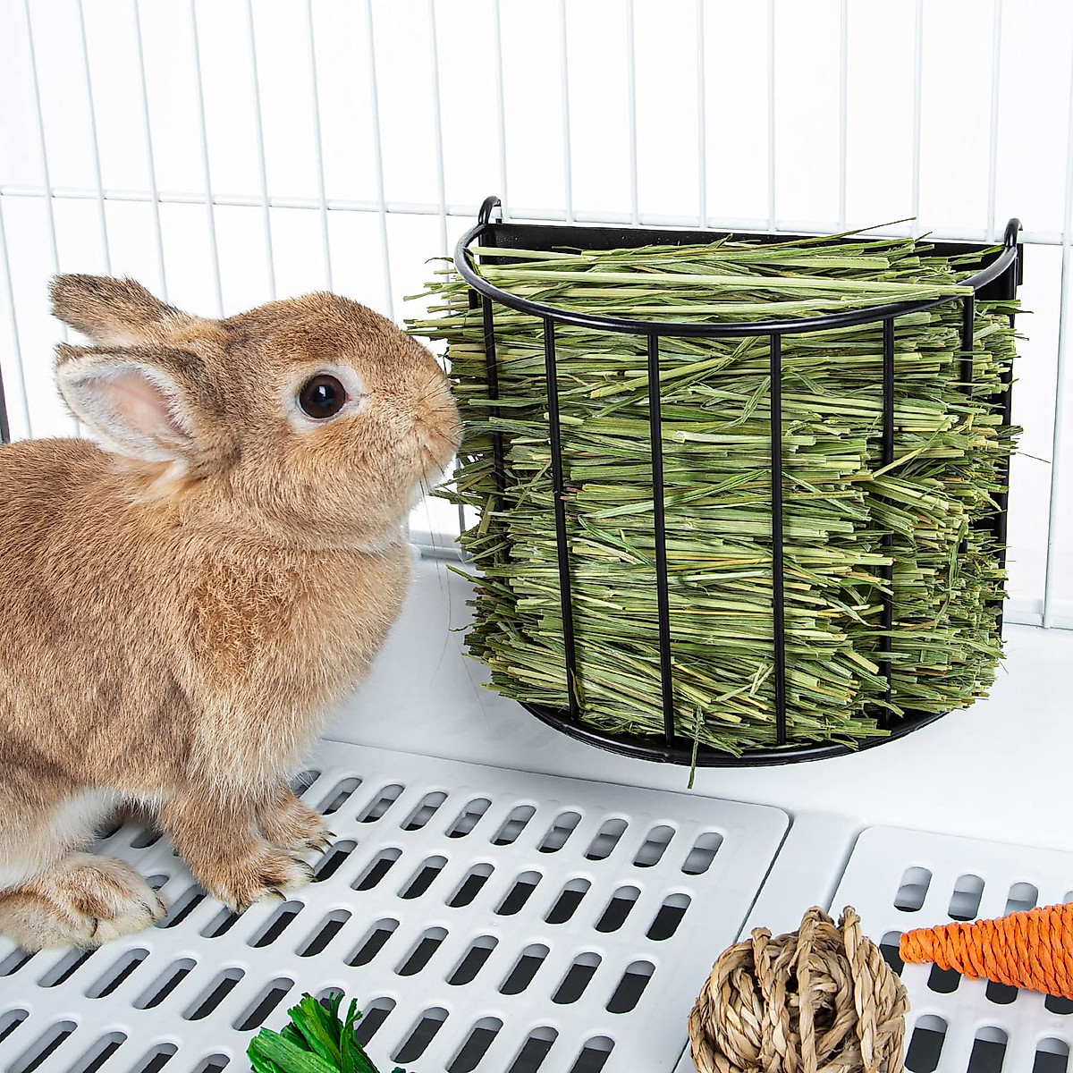 Oiibo Rabbit Hay Feeder, Less Wasted Guinea Pig Hay Feeder Bunny Hay Feeders with Heavy Duty Metal Frame Hay Holder Rack for Guinea Pigs, Rabbit, Chinchilla, Bunny