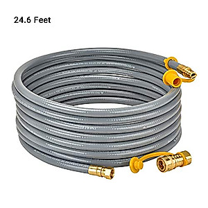 only fire 24 Feet Natural Gas Hose with 3/8" Male Flare Quick Connect/Disconnect for Most Grill, Fire Pit, Patio Heater and More