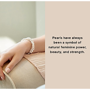 The Pearl Source 4-5mm Rice Shaped White Freshwater Pearl Bracelet for Women - Cultured Pearl Bracelet in 925 Sterling Silver with Genuine Cultured Pearls