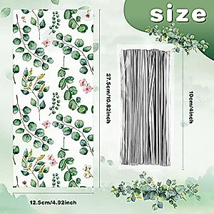 Outus Eucalyptus Party Cellophane Treat Bag Candy Bags for Baby Shower Wedding Bridal Shower Supplies Favors Decorations Birthday Theme Greenery Floral Graduation Decor(100 Pieces)