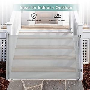 Retractable Safety Gate for Baby and Pets 34" Tall, Extends to 55" Wide，Mesh Child Gate for Stairs,Doorways, Hallways,Gray