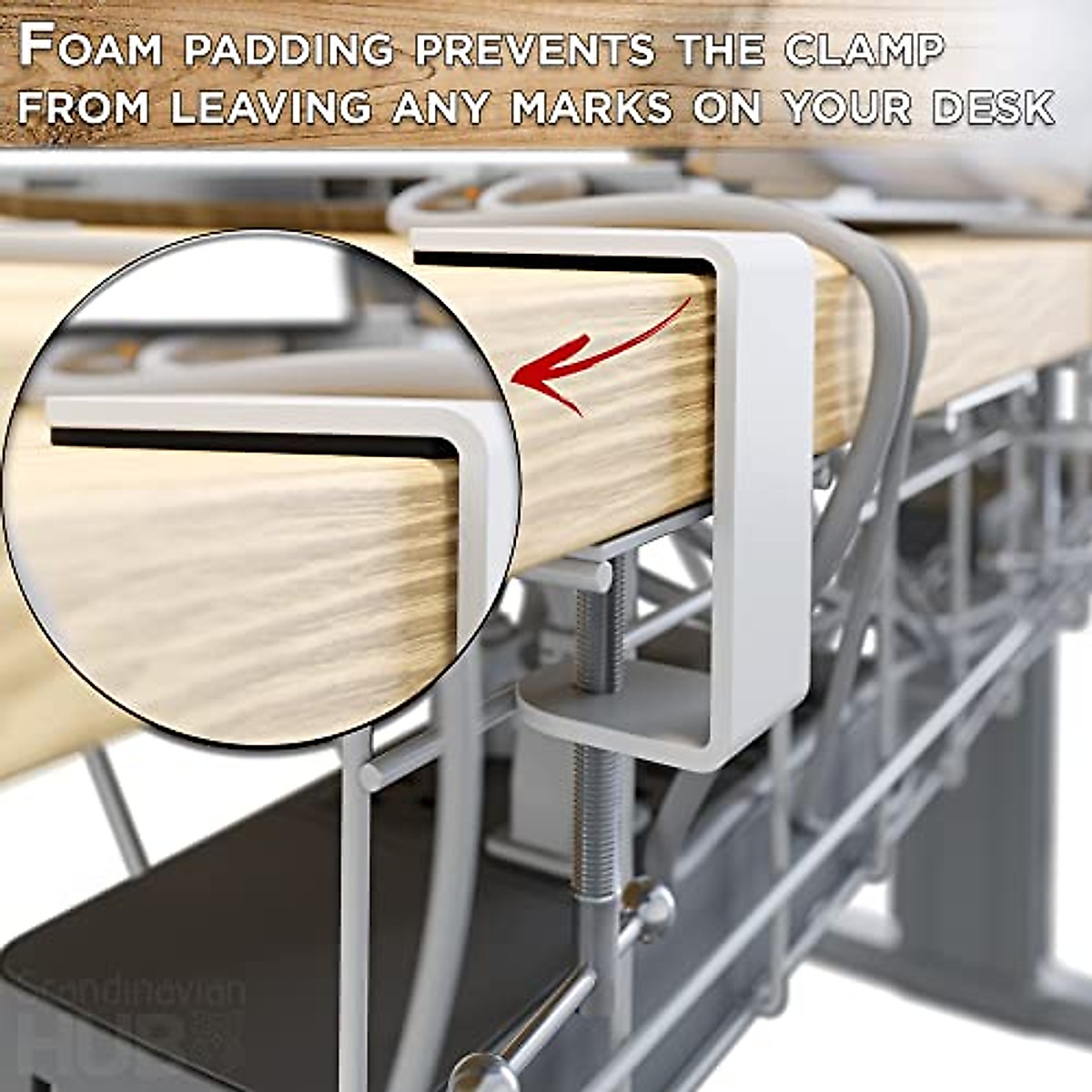 Under Desk Cable Management Tray with Clamps, No Drill Under Desk Cord Management, Desk Cable Organizer, Cable Management Under Desk - Set of 2 with Clamps