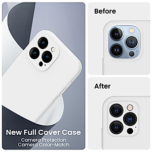 FireNova Designed for iPhone 13 Pro Case, Silicone Upgraded [Camera Protection] Phone Case with [2 Screen Protectors], Soft Anti-Scratch Microfiber Lining Inside, 6.1 inch, White