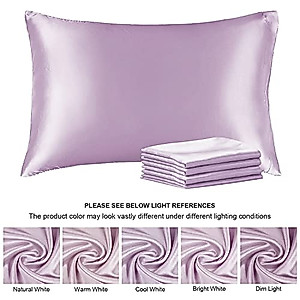 BEDELITE Satin Silk Pillowcase for Hair and Skin, Lavender Pillow Cases Standard Size Set of 4 Pack Super Soft Pillow Case with Envelope Closure (20x26 Inches)
