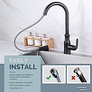 Pull Down Faucet Spray Head, Angle Simple Kitchen Sink Faucet Sprayer Nozzle Head Pull Out Hose Sprayer Replacement Part Faucet Head Kitchen Tap Sprayer Spout, Oil Rubbed Bronze