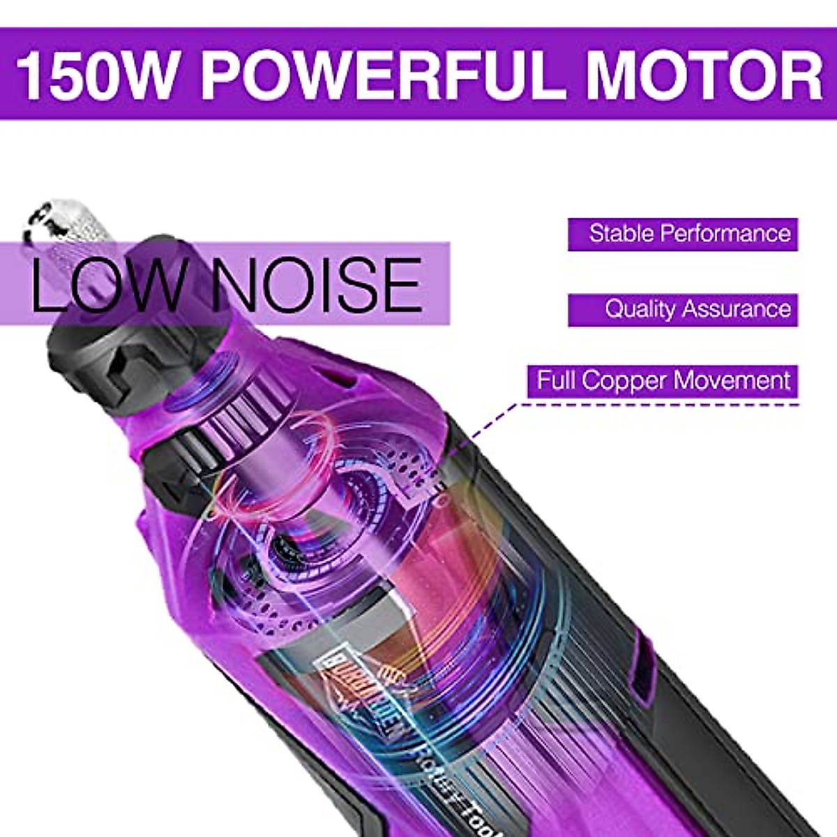 12V Cordless Rotary Tool Kit, 6-Speed(5000-30000 RPM),150 Accessories, Universal Keyless Chuck and Flex Shaft Rotary Tool, Electric Power Rotary Tools for Sanding, Polishing, Drilling, Cutting, DIY