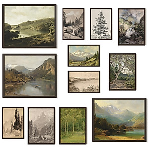 97 Decor Vintage Wall Decor - Rustic Wall Art, Rustic Gallery Wall Print, Vintage Art Prints, French Country Nature Landscape Painting, Moody Vintage Poster Picture for Bedroom (UNFRAMED)