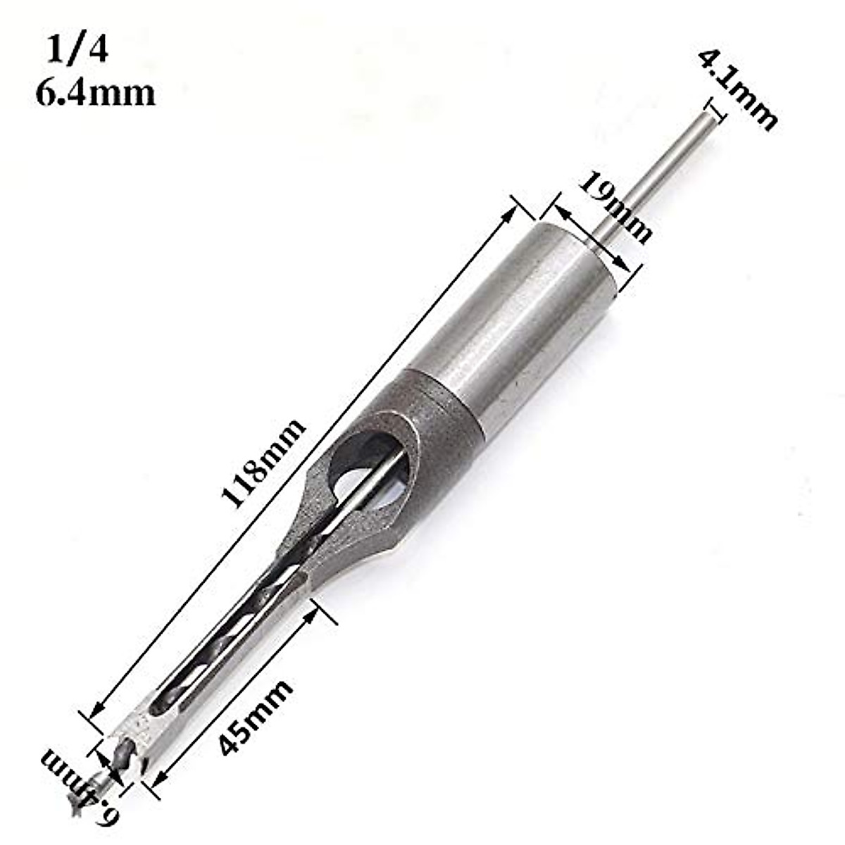 4Pcs HSS Mortise Chisel Set Woodworking Square Drill Bits Wood Hole Saw with Twist Drill