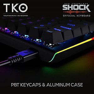 KINESIS Gaming TKO Mechanical Keyboard | Linear Red Switches | 60% Layout | Split Spacebar | Hotswap | PBT Keycaps | Aluminum Body | SF Shock Limited Edition Travel Case