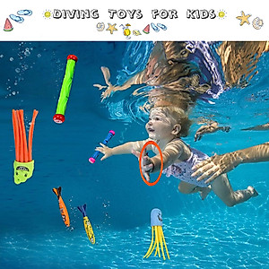Cakuni Underwater Swim Pool Diving Toys - Summer Swimming Dive Toy Sets - Water Rings,Sticks,Octopus,Torpedo Bandits & Balls for Kids